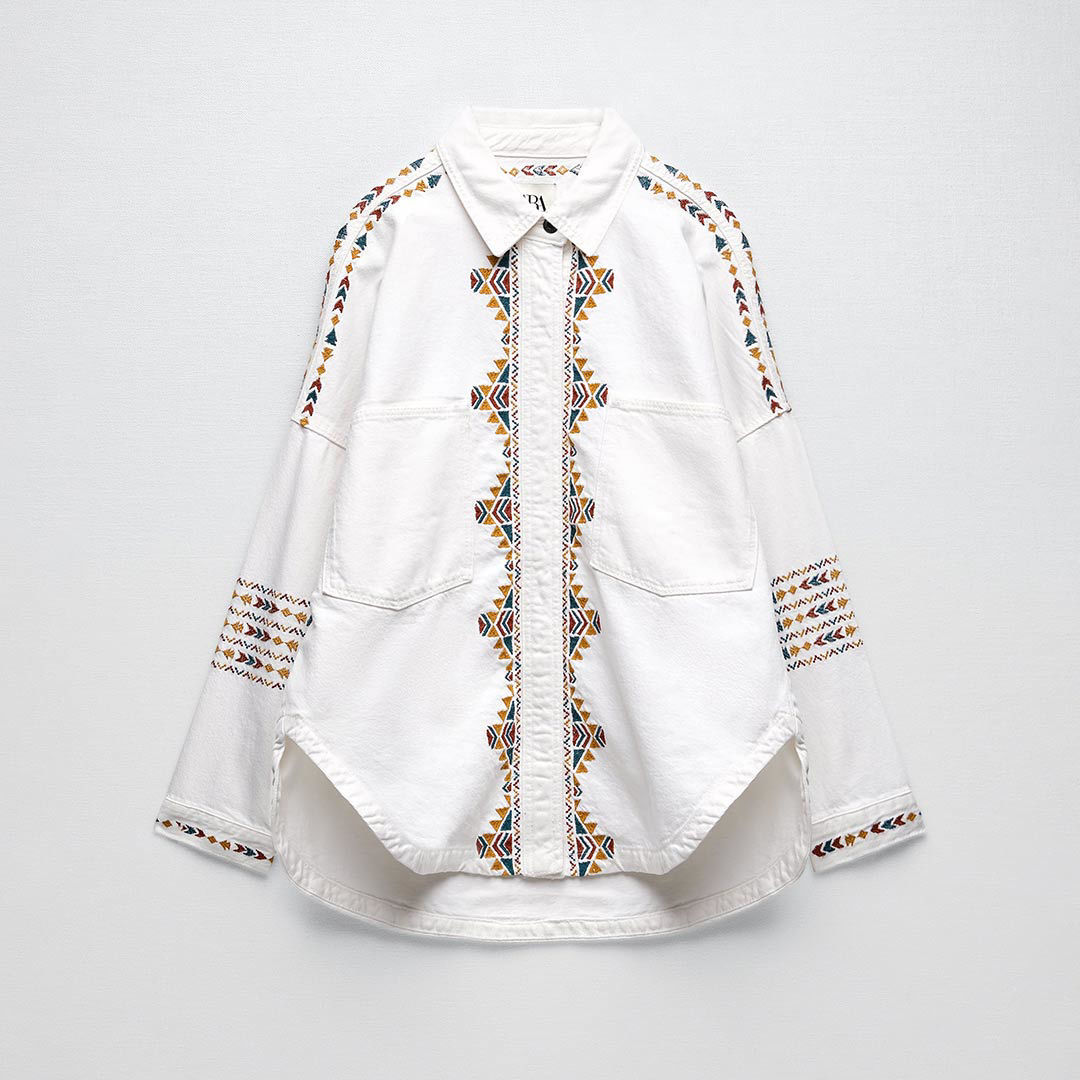 کالاسیون | خرید شومیز جین هلال گلدوخت زارا